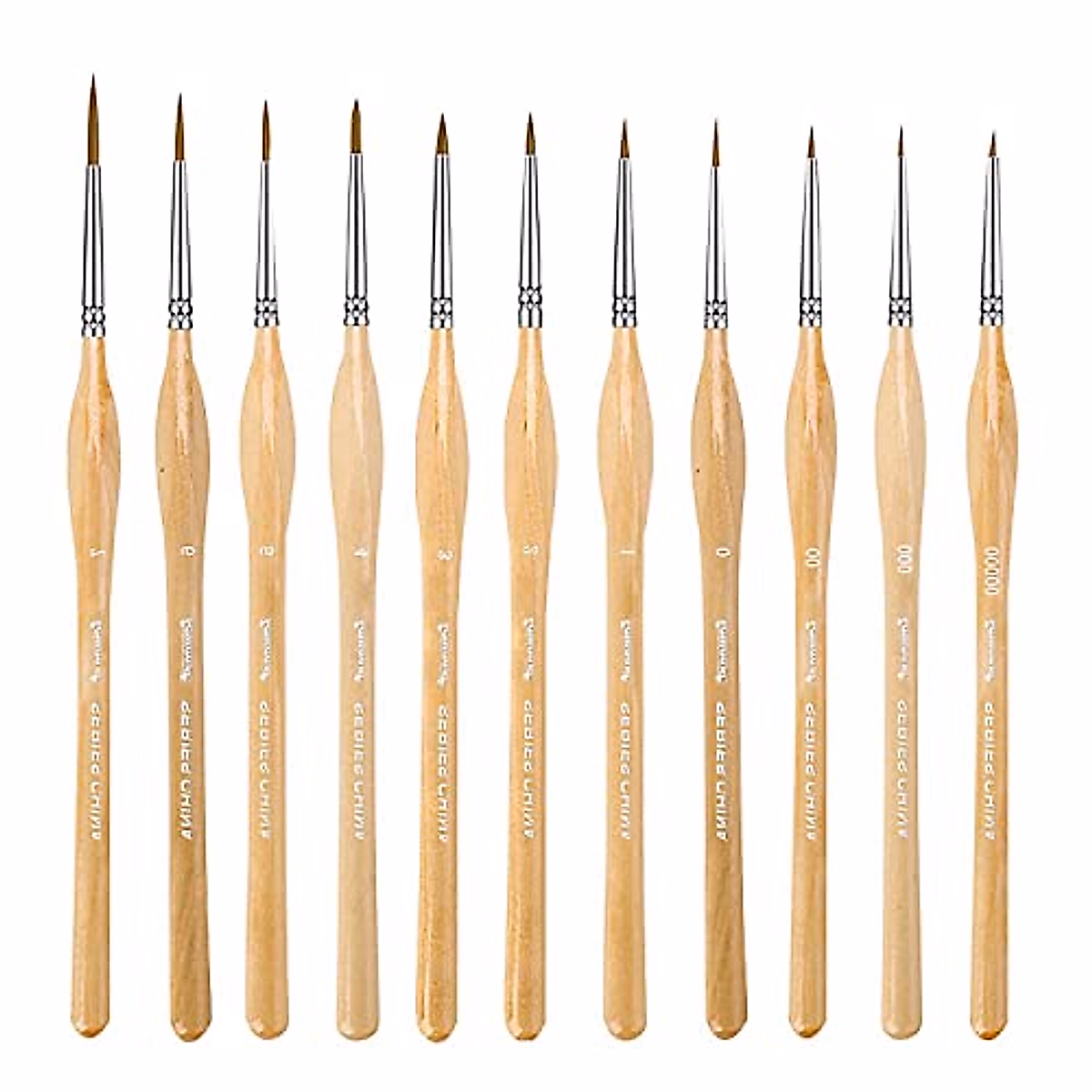 11Pcs Miniature Paint Brushes, Micro Detail Paint Brush Set，Fine Paint Brush, Triangular Grip Handles Art Brushes Perfect for Paint Brushes for Acrylic，Painting, Oil, Craft, Warhammer 40k (Wood Color)