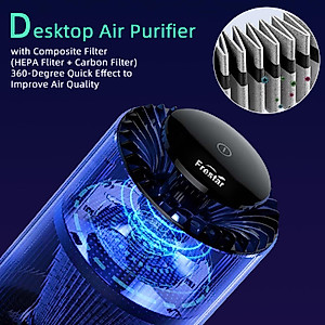 Desktop Air Purifiers for Small Room, Bedroom, Home, Office, Small USB Air Purifier Removes Odor Smoke Pollen Dust, No Noise with Clean Light No Adapter(White)