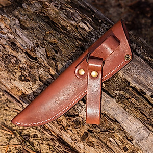 BPS Knives Belt Knife Sheath - Leather Sheath for Fixed Blade Knife - Outdoor, Hunting, Bushcraft, Camping Fixed Blade Knives - Leather Case with Belt Loop Clip