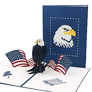 Ribbli USA Eagle Handmade 3D Pop Up Card,Greeting Card,Bird Card,National Flag Card,Patriotic Card,Birthday Card,For Memorial Day,4th of July,Flag Day,Independence Day,Veterans Day,with Envelope