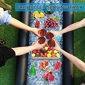 Leitee Inflatable Serving Bar with Drain Plug 52 x 24 x 5'' Inflatable Ice Serving Buffet Bar Inflatable Cooler for Party Food Cooler for Party Buffet Inflatable Drink Cooler(Black,Basic Style)