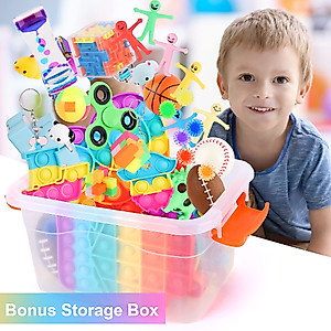 FiGoal 52 PCS Sensory Fidget Toys Set with Storage Box, Mini Poppet Figit Toys for Adults Kids ADHD, Birthday Party Favors, Classroom, Goodie Bag Fillers, Valentine's Party Supplies