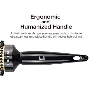 AM 8:00 Round Brush for Blow Out – Ceramic Ion Thermal Barrel & Antistatic Bristles, Salon Blowout Hair Styling for Wet or Dry Hair (Includes 4 Hair Clips)