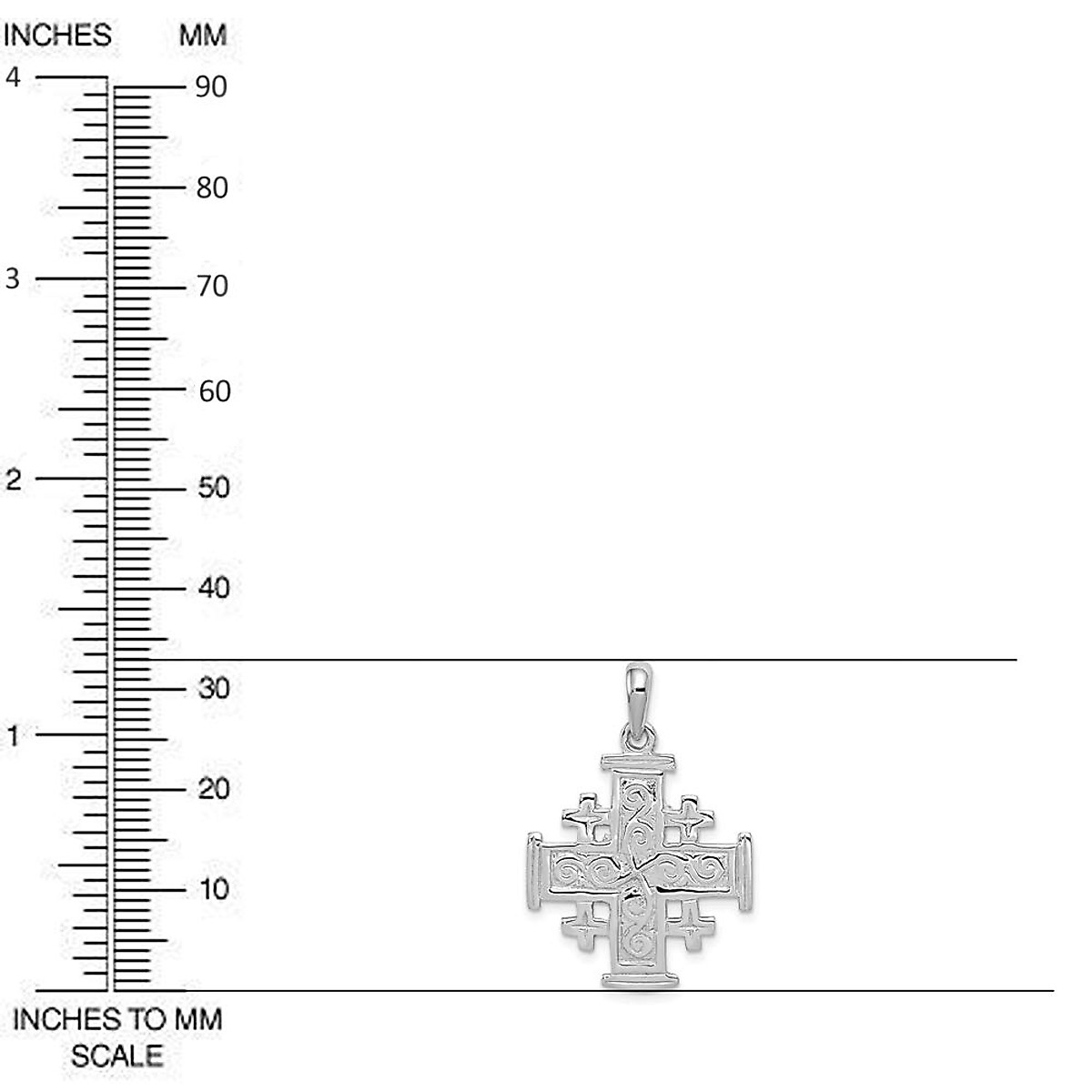 Diamond2Deal 14k White Gold Jerusalem Religious Crucifix Cross Pendant Fine Jewelry for Women (L- 32 mm W- 23 mm)