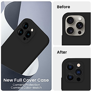 FireNova Designed for iPhone 15 Pro Case, Silicone Upgraded [Camera Protection] Phone Case with [2 Screen Protectors], Soft Anti-Scratch Microfiber Lining Inside, 6.1 inch, Black