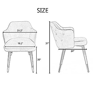 Freemax Velvet Dining Chair with Metal Legs, Upholstered Fabric Accent Armchair Button Tufted Modern Leisure Side Chairs for Living Room, Bedroom Office Desk Seat Makeup Vanity Stool (Coral)