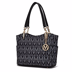 Mia K Collection Shoulder Handbag for Women: Vegan Leather Satchel-Tote Bag, Top-Handle Purse, Ladies Pocketbook Black