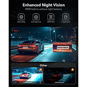 【G910 + TypeC Hardwire Kit】 WOLFBOX G910 Mirror Dash Cam with Pedestrian Detection & USB C Hardwire Kit