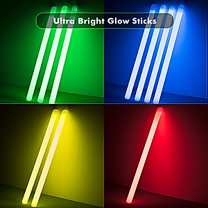 JICUICUI Ultra Christmas Bright Glow Sticks - 500 Party Pack with Connectors for Christmas, Neon Birthday and Holidays - Multicolor 8" Glow Sticks Necklaces Bulk