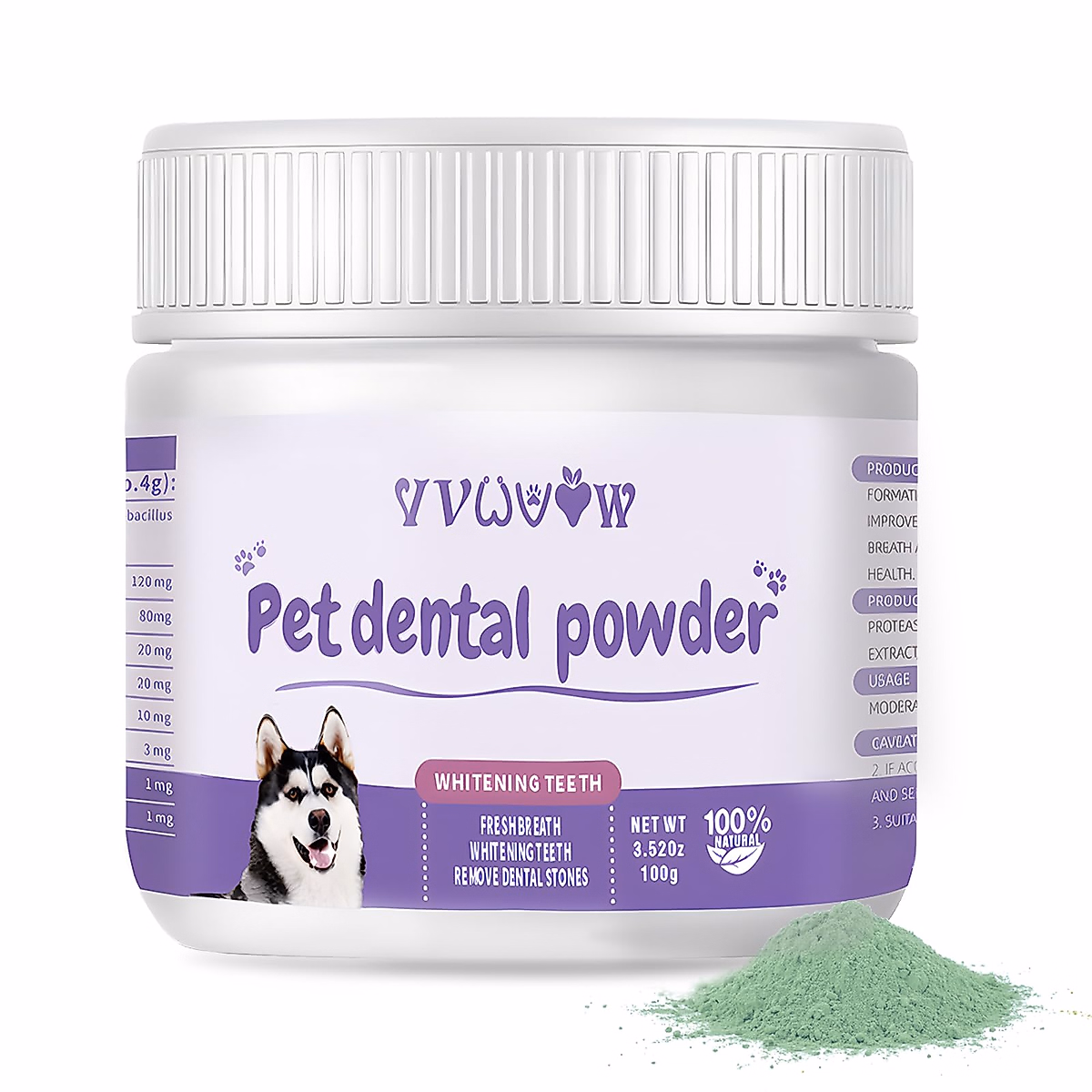 Dog Dental Powder, Dog Teeth Cleaning Powder for Dog Plaque and Tartar, Dog Breath Freshener for Bad Breath, Dog Dental Care for Small, Medium, Large Dogs