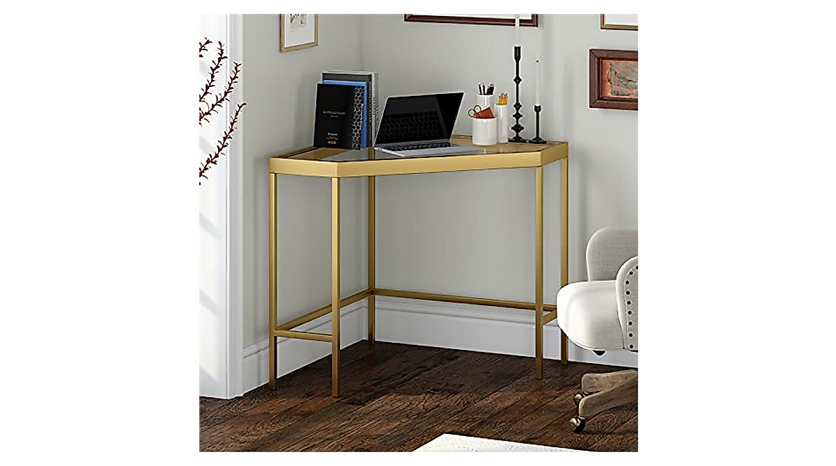 Henn&Hart 42" Wide Pentagon Corner Desk - Modern Style
