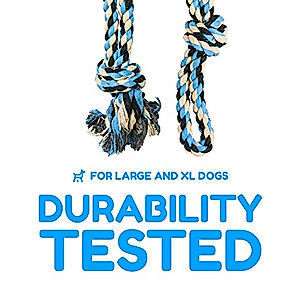 XL Dog Rope Toy For Aggressive Chewers - Benefits Non-Profit Dog Rescue - Extra Large Dog Rope Toy For Large Dogs - Large Dog Tug Of War Toy - Nearly Indestructible Toys (Blue)