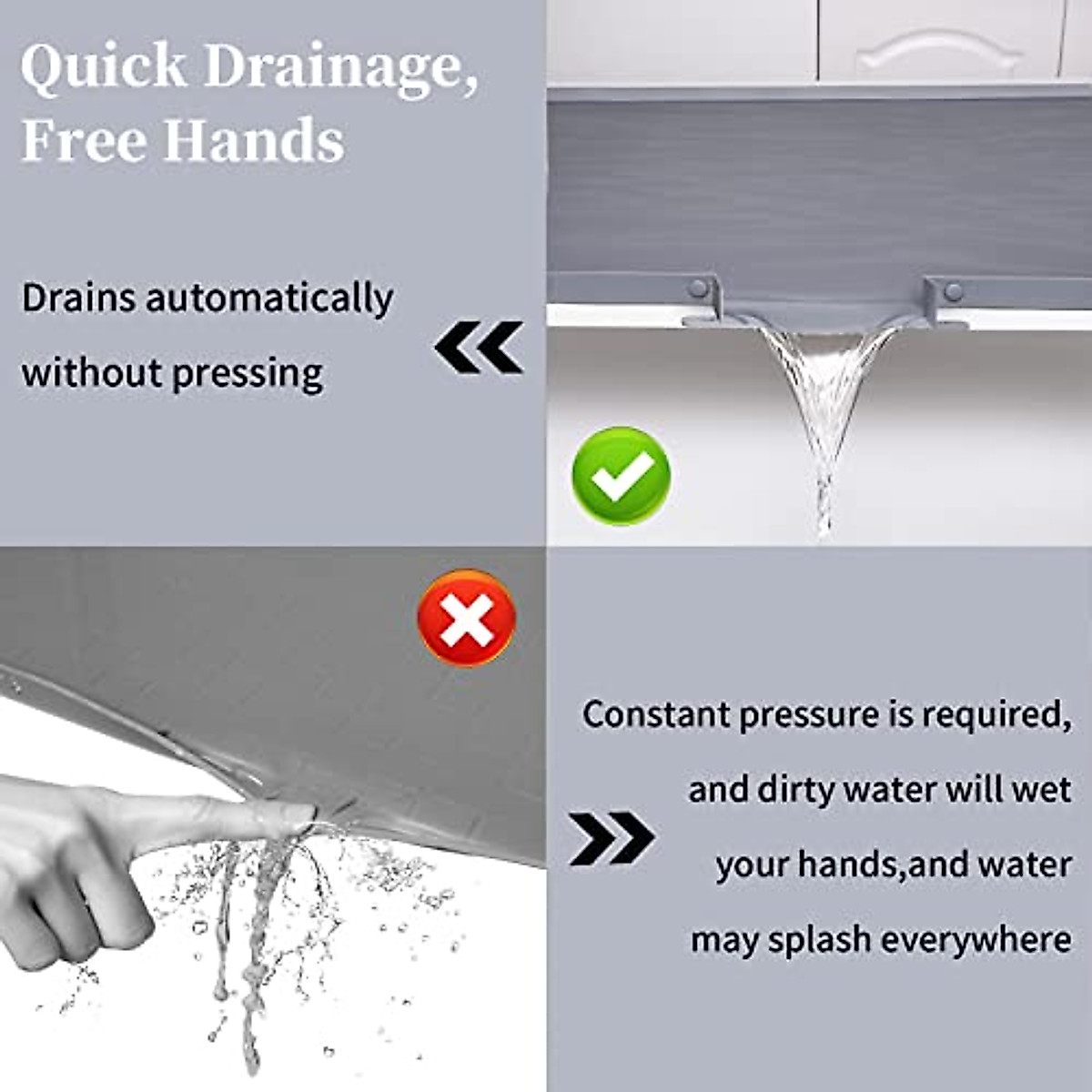 77L Under Sink Mats for Kitchen Waterproof, 34" x 22" Silicone Under Kitchen Sink Mat, Under Sink Mat Liner Protector for Kitchen Bathroom Cabinets, Easy to Clean and Hold up to 3 Gallons Liquid -Grey