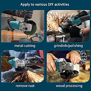 Angle Grinder, 4inch Cordless Angle Grinder with 9 Grinding Wheels,12000RMP 18V/21V Power Grinder, Cutting/Deburring/Derusting Grinder Tool (No Battery)