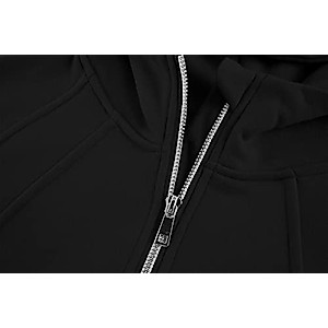 Girls' Hoodies Sweatshirts Half Zipper Pullover Crop Tops for Teen Girls Long Sleeve Sweater Thumb Hole Black