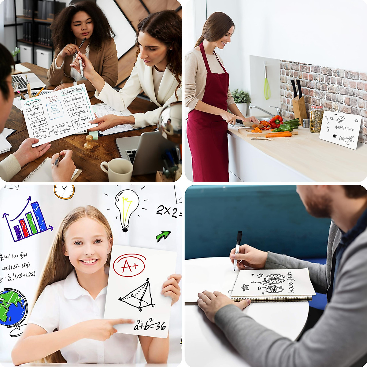 Board Geeks 25 Classroom Dry Erase Board for Kids 9"x12"- Small White Boards for Students, White Board for Kids, Teachers - Mini White Boards | Double Sided Small White Board Bulk (25 Pk)