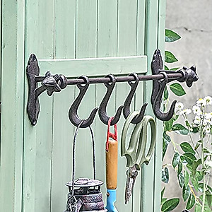 Sungmor Cast Iron Wall Hook, Heavy Duty Metal Coat Rack Wall Mount, Farmhouse Villa Garden Kitchen Balcony Hallway Decorative Hooks for Clothes, Keys, Hand Tools, Mugs, Bags, Umbrella, Sundries