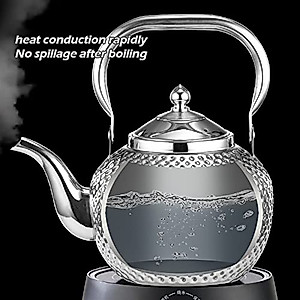 VATTEA Water Kettle Electric Stainless steel teapot hammer pattern kettle with tea strainer household restaurant induction cooker tea maker (Color : Silver)