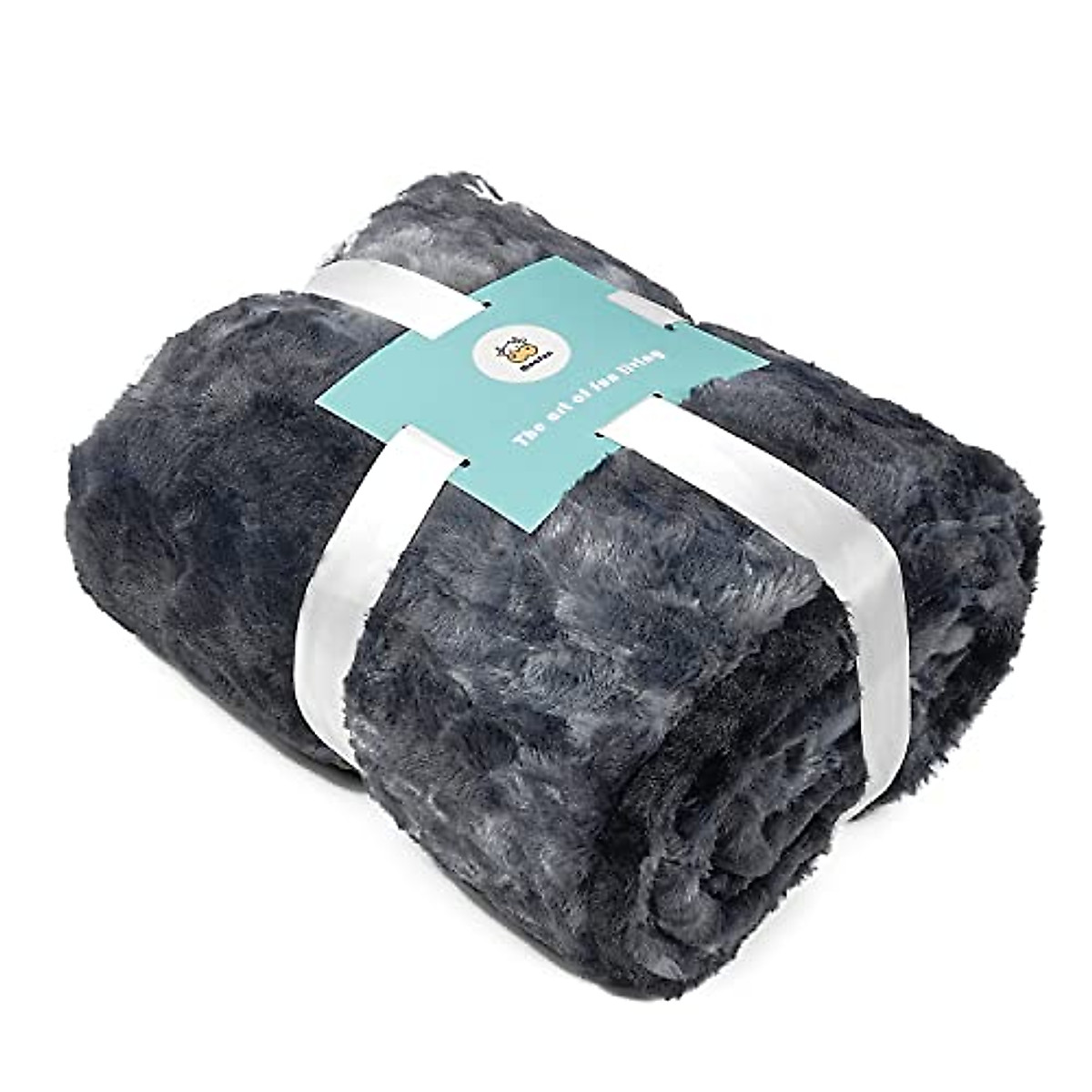 MOOFUN Faux Fur Throw Blanket- 60 x 80 inches, Soft Fluffy Cozy Warm Fuzzy Machine Washable, Durable Blanket for Couch and Bed - Grey