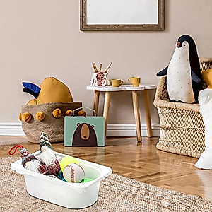 Elsjoy Set of 6 Plastic Storage Bins, White Organizer Bins Small Cubby Bins, Stackable Storage Container Shelf Basket for Classroom, Cubbies
