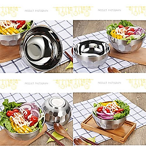 Okllen 6 Pack 18/8 Stainless Steel Bowl Set, 15 Oz Non-slip Snack Bowls Double-walled Insulated Soup Bowl, Dinner Serving Bowls Dessert Bowls for Ice Cream, Cereal, Rice