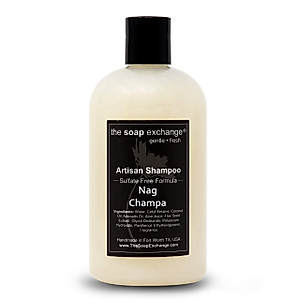 The Soap Exchange Hair Shampoo - Nag Champa Scent - Hand Crafted 12 fl oz / 354 ml Natural Artisan Hair Care, Gentle, Sulfate & Paraben Free, Cleanse, Moisturize, & Protect. Made in the USA.