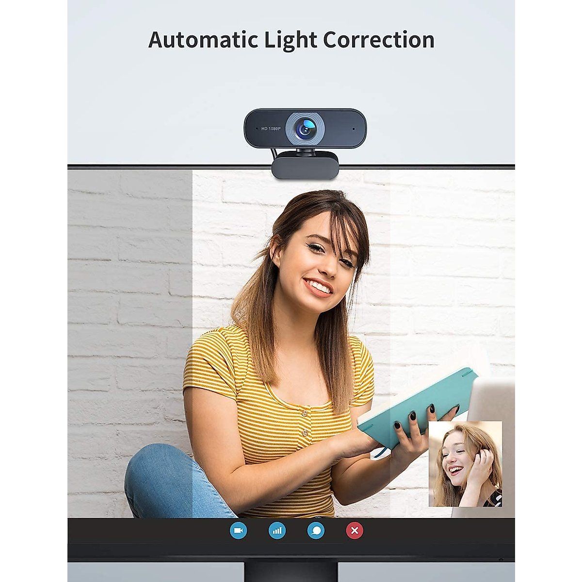 1080P Webcam, Desktop Camera with Dual Microphones, for PC/Mac Book/Laptop. Suitable for Windows, MacOS, NetWare, Linux