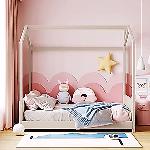 Merax Full Size Velvet House Bed Wood Bed