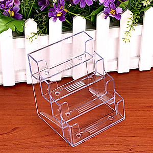 Hipiwe 2 Packs 4-Tier Acrylic Business card Holder Stand Clear Desktop Index Card Filing Card Holder Diaplay