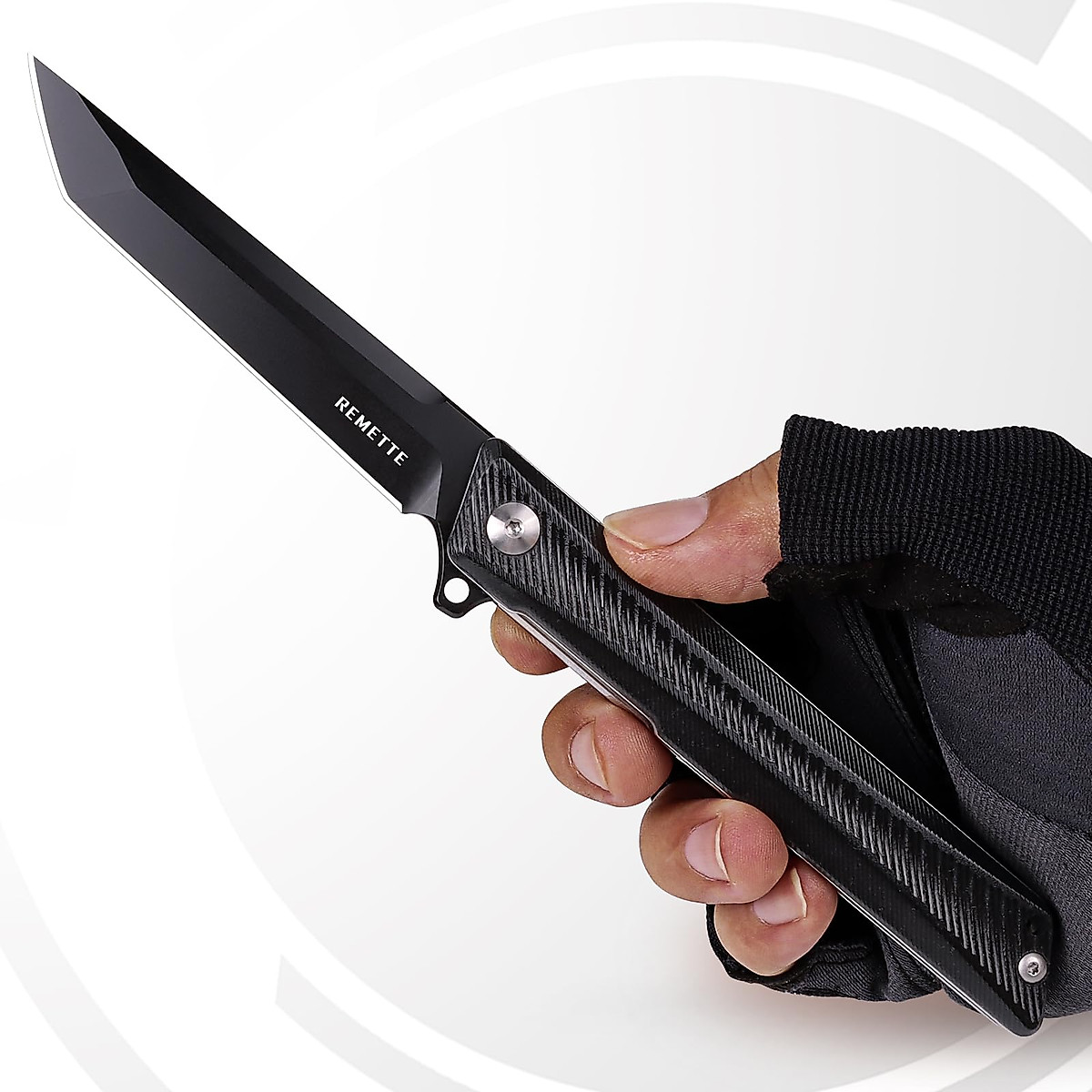 REMETTE Tactical Pocket Knife GD22K,Flip Assisted Opening Pocket knife,Sharp D2 Steel Tanto Folding knife with Durable G10 Handle,Men Women Everyday Carry EDC Knife,Camping Hunting Knives