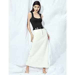 PUMIEY Bodysuit for women Square Neck Sleeveless Body Suit, Jet Black XX-Large