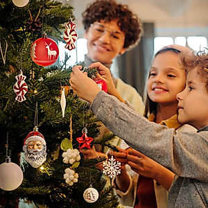 Christmas Tree Ornament Set, 70-Pack Shatterproof Assorted with Hanging Rope for Xmas Decorations Home Party, Holiday Wedding, Includes Santa Claus, Snowflakes, Candies, Etc.