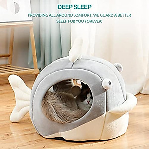Cat Beds for Indoor Cats - Cat Bed Cave with Removable Washable Cushioned Pillow, Calming Cozy Soft Cat Cave, Cute Friendly Dolphin Cat Houses for Indoor Cats No Deformation Pet Bed, M