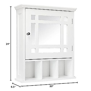 Topeakmart Wall Mount Medicine Cabinet with Mirror Door and Inner Adjustable Shelf for Bathroom Organization, White