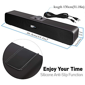 VOTNTUT Computer Speakers,Wired USB Desktop Speaker,Stereo USB Powered Mini Sound Bar Speaker for PC Tablets Desktop Laptop MP3 Mac Air/Pro((USB-C to USB Adapter Included)