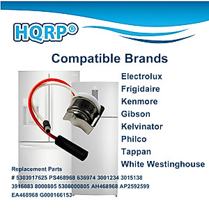 HQRP Refrigerator Defrost Thermostat Replacement for Frigidaire 5303917625, AP2592599, 08000805, 3001234, 3015138, 3916083, 5308000805, 8000805, G000166153, PS468968, AH468968, EA468968
