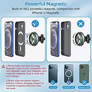 Magnetic Wireless Car Charger for Magsafe Mount iPhone 14 Pro Max,13, 12, Pro Max, Mini,Airpods3, QI 15 W Car Charging, Stick On Car Dashboard and Air Vent Car Phone Holder