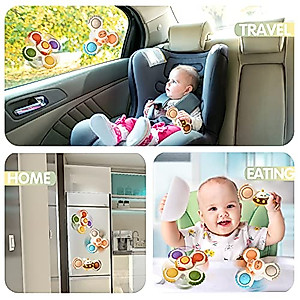 HCFJEH Suction Cup Spinner Toys, Baby Montessori Sensory Educational Learning Toy, Infant Bath Teething Travel Fidget Toy, Toddler First Birthday for 6 9 12 18 Months Age 1 2 3 Old Boys Girls