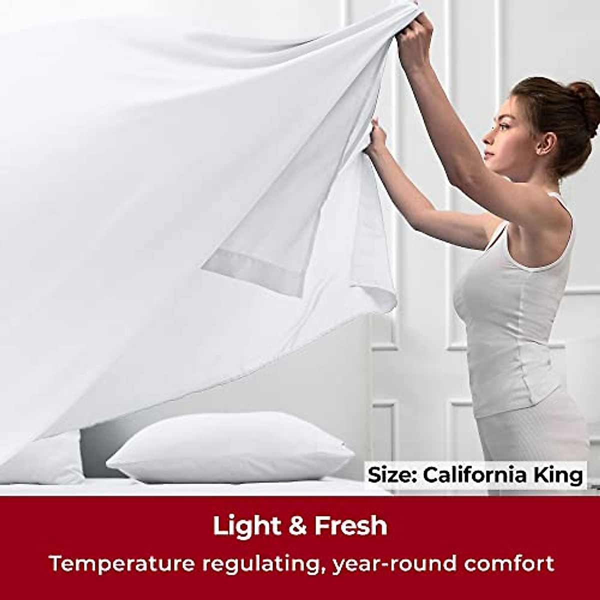 Mellanni California King Sheet Set - 4 Piece Iconic Collection Bedding Sheets & Pillowcases - Extra Soft, Cooling Bed Sheets - Deep Pocket up to 16" - Wrinkle, Fade, Stain Resistant (Cal King, White)