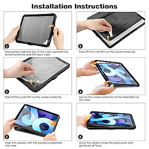 DTTO Case for iPad 10th Generation 10.9 Inch 2022 Release, iPad Case with Kickstand and Built-in Screen Protector, Durable Shockproof Full Body Protective Cover for Apple iPad 10.9 Inch - Black