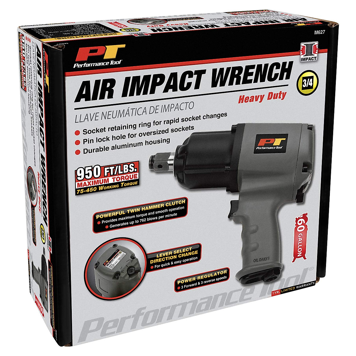 Performance Tool M627 3/4-Inch Drive Heavy Duty Impact Wrench