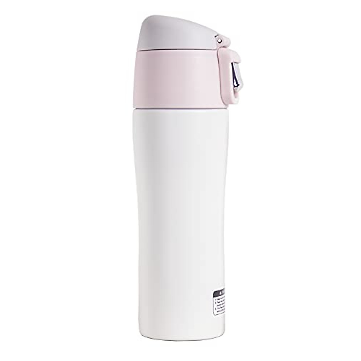 DEDEYA Samily 16oz/473ml Stainless Steel Vacuum Insulated Glass Bottle featured with an easy open flip-top cap, with glass liner inside. keep beverage hot or cold for hours.（Pink Lid ）