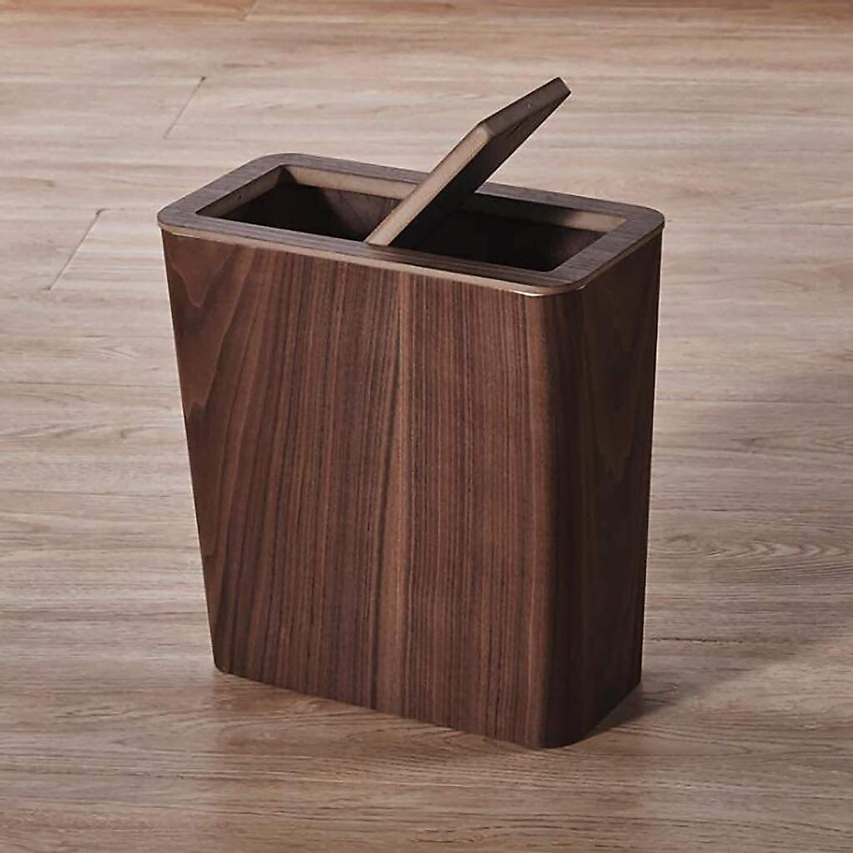 RZM Wood Trash Can Wastebasket,Household Bathroom Living Room Rectangular Trash Bin,Narrow Space Garbage Can with Swing Lid (Color : D, Size : 26.5x13x30cm(10x5x12inch))