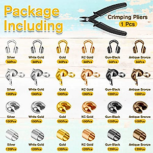 2220 Pieces Crimp Beads for Jewelry Making, Acejoz Knot Covers, Crimp Bead Covers, Crimp Tubes and Wire Guardians with Crimping Pliers for DIY Jewelry Bracelets Necklaces Making