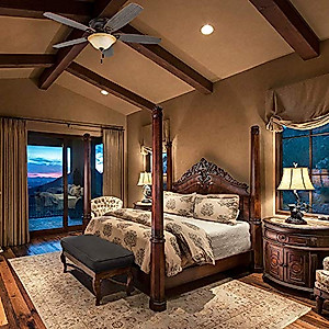 Honeywell Ceiling Fans Glen Alden, 52 Inch Classic Flush Mount Indoor LED Ceiling Fan with Light, Pull Chain, Quick-2-Hang Dual Finish Blades, Reversible Motor - 50517-01 (Oil Rubbed Bronze)