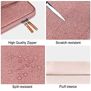 DOMISO 11 inch Water-Resistant Laptop Sleeve Case Protective Portable Carrying Bag for 12.3" Microsoft Surface Pro 6/11.6" MacBook Air/12.9" iPad Pro 2018/13" MacBook Pro Touch Bar, Pink