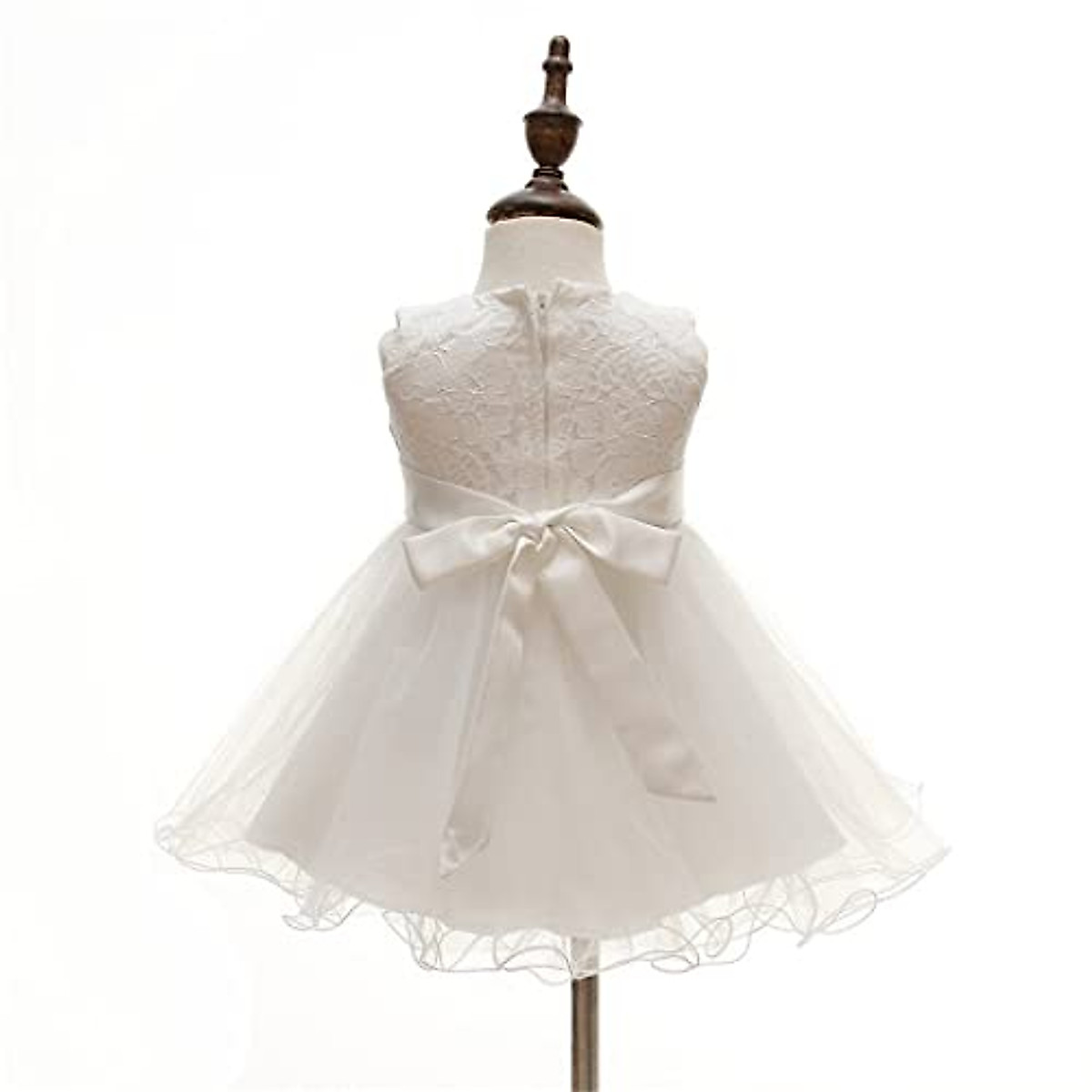 Meiqiduo Baby Princess Girls Christening Baptism Gowns Formal Dress 2Pcs Ivory White with Cloak (18M/16-18months)