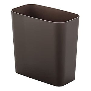 mDesign Small Plastic 1.8 Gallon Trash Can Wastebasket Garbage Bin for Bathroom - Slim Rubbish Waste Bin Trashcan for Master/Guest Bath, Bedroom, Kitchen, Laundry Room, Office, Casi Collection, Bronze