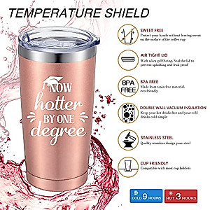 Now Hotter By One Degree Tumbler Christmas Mug for College and High School Graduation, 20 oz Double Wall Insulated Mug Tumbler with Lid, Straw, Cleaning Brush and Box