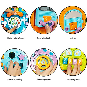 Lulu Home Toddler Activity Cube, 6-in-1 Learning Activity Center Play Square with Musical Toys, Multi Purpose Educational Toys Birthday for Kids 18 Months and Up